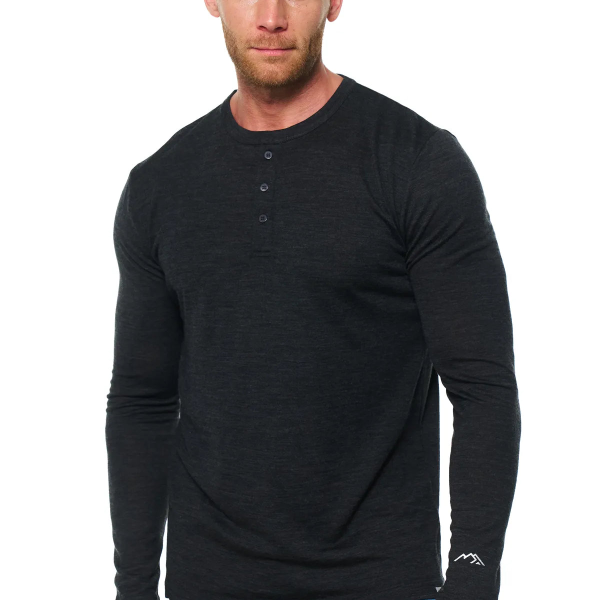 Men's Henley Long Sleeve Charcoal – 100% Merino Wool – Merino Tech
