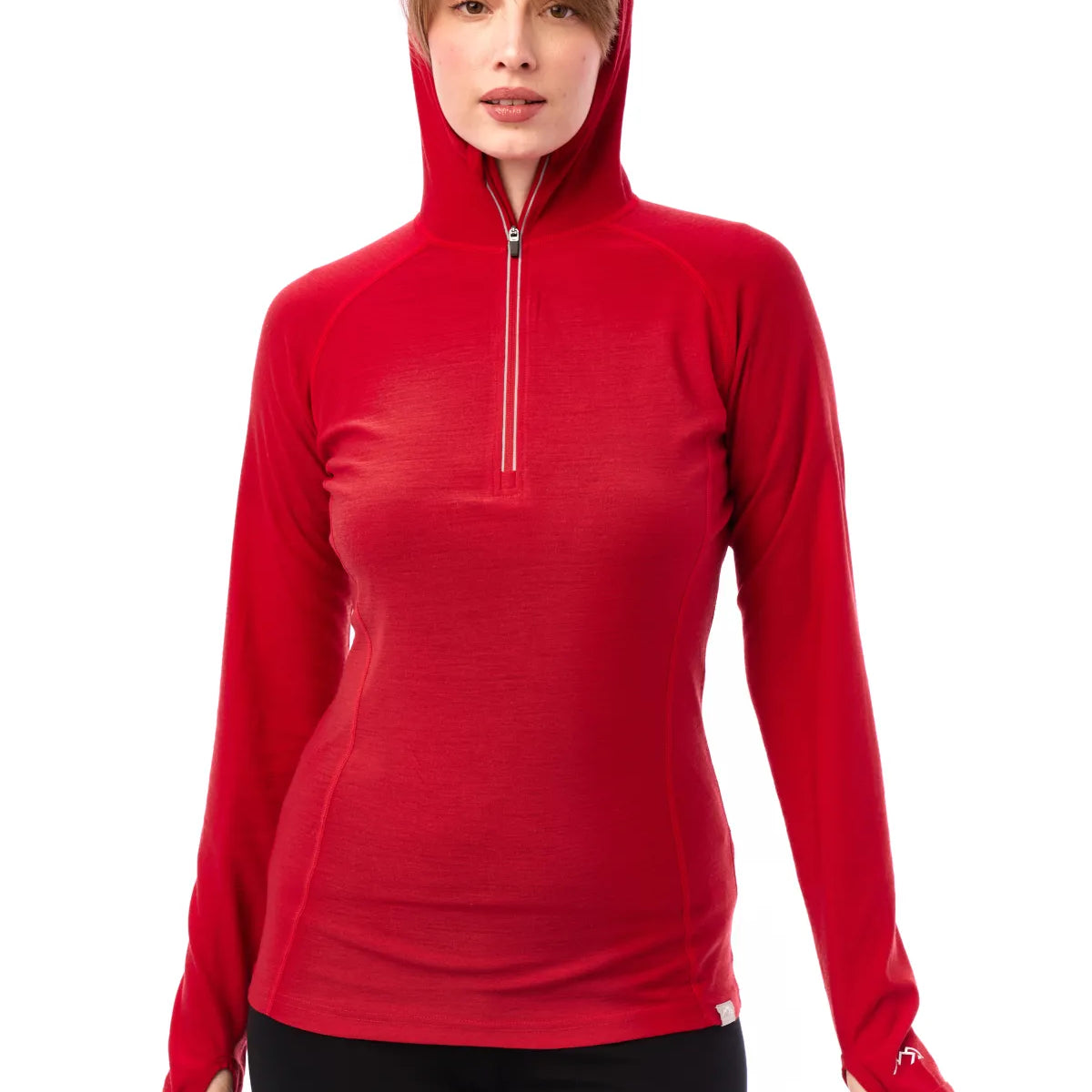 Women's Light Merino Wool Cherry Red Hoodies: Breathe Easy in Warm ...