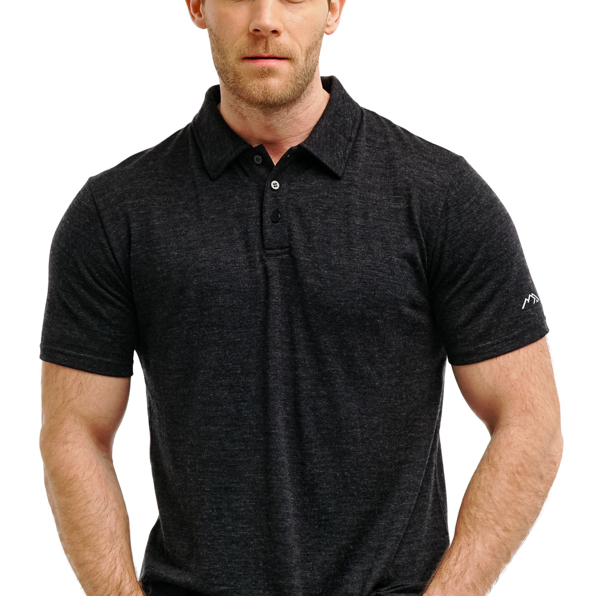 Men’s Wool Polo – Black Melange | Breathable & Versatile – Merino Tech