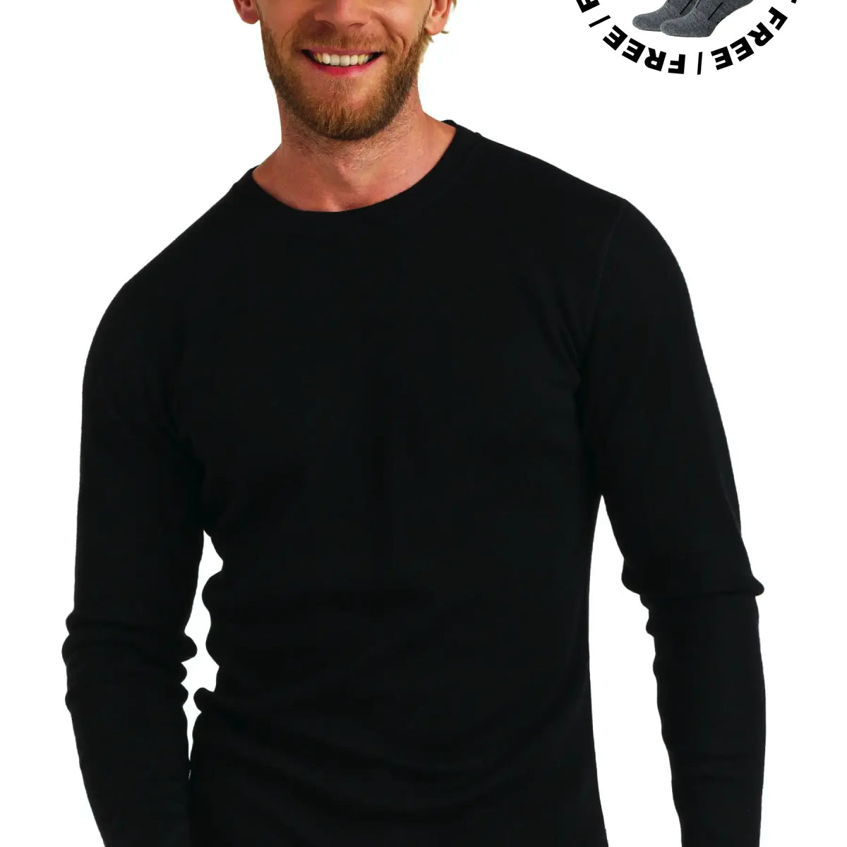 Men’s Merino Long Sleeve 320 – Black Layer for Cold Weather – Merino Tech