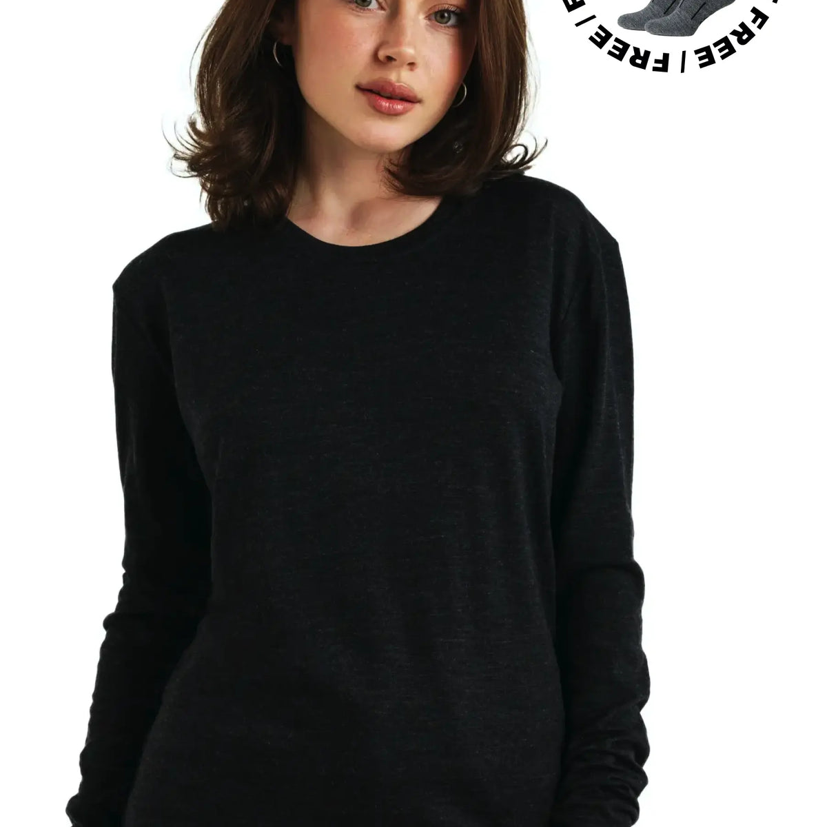 Women’s Merino 165 Heathered Black Long Sleeve | Lightweight Warmth ...