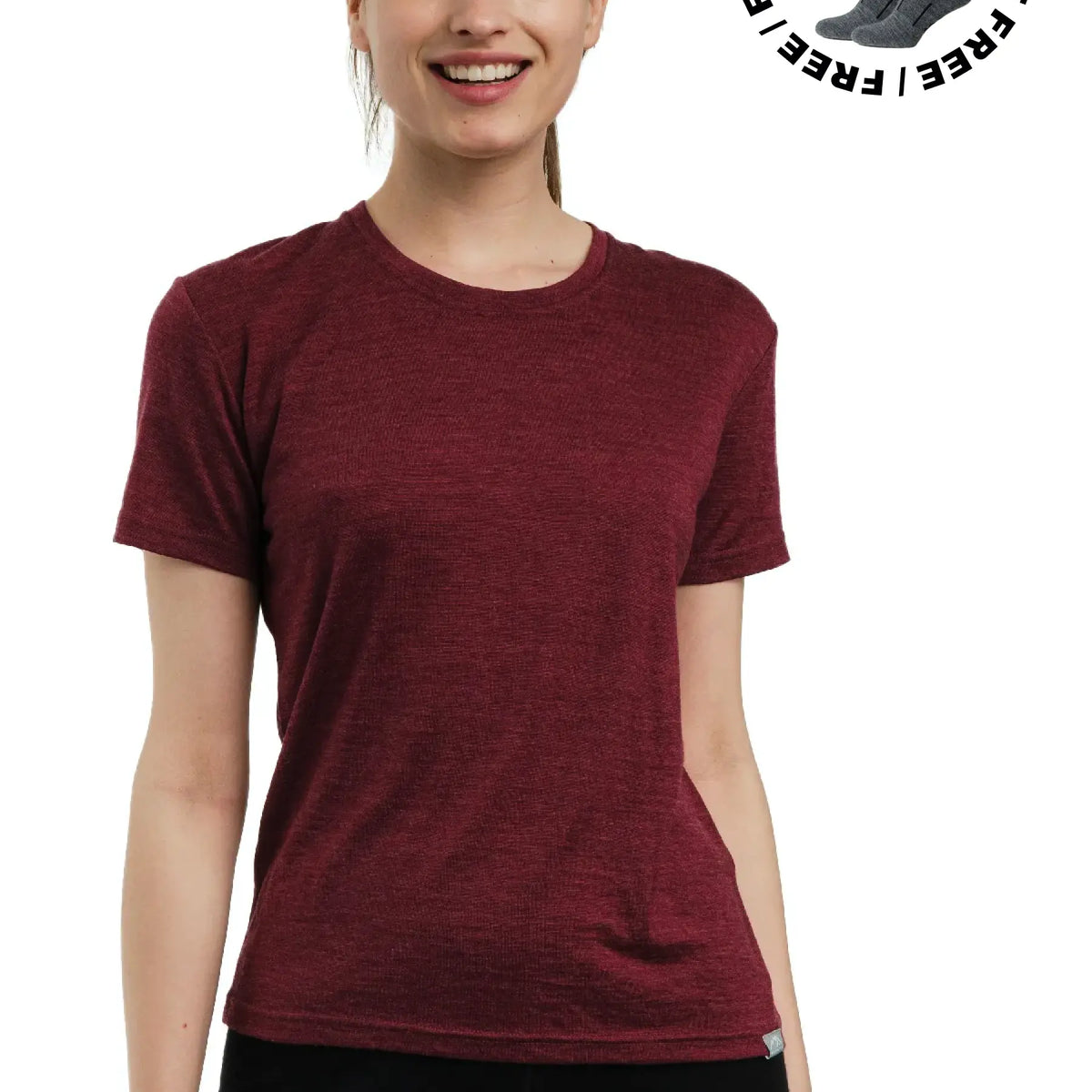 Burgundy Women’s Merino Wool Tee 165 | Soft Everyday Comfort – Merino Tech