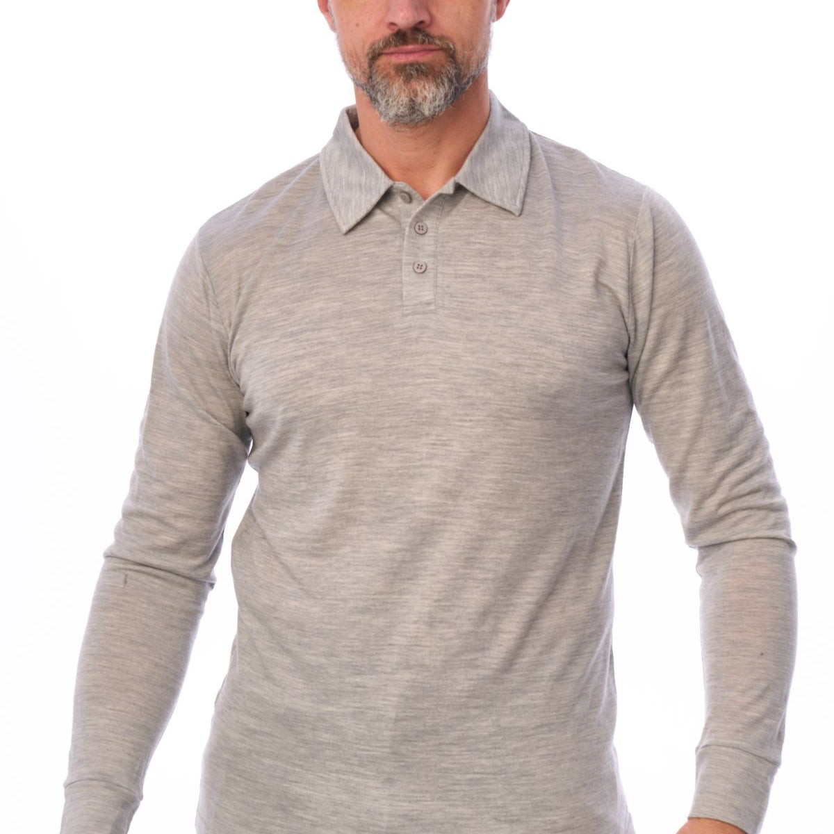 Men’s Melange Grey Merino Wool Polo – Soft & Stylish – Merino Tech