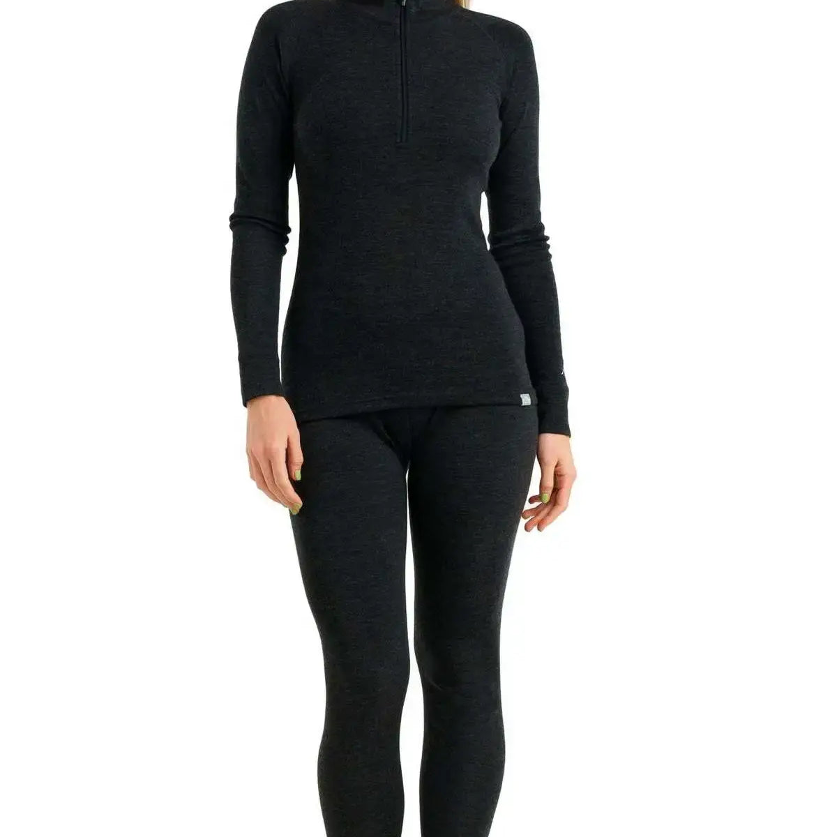 Women's Merino Thermal Set 320 Charcoal Zip-up | Merino.Tech – Merino Tech