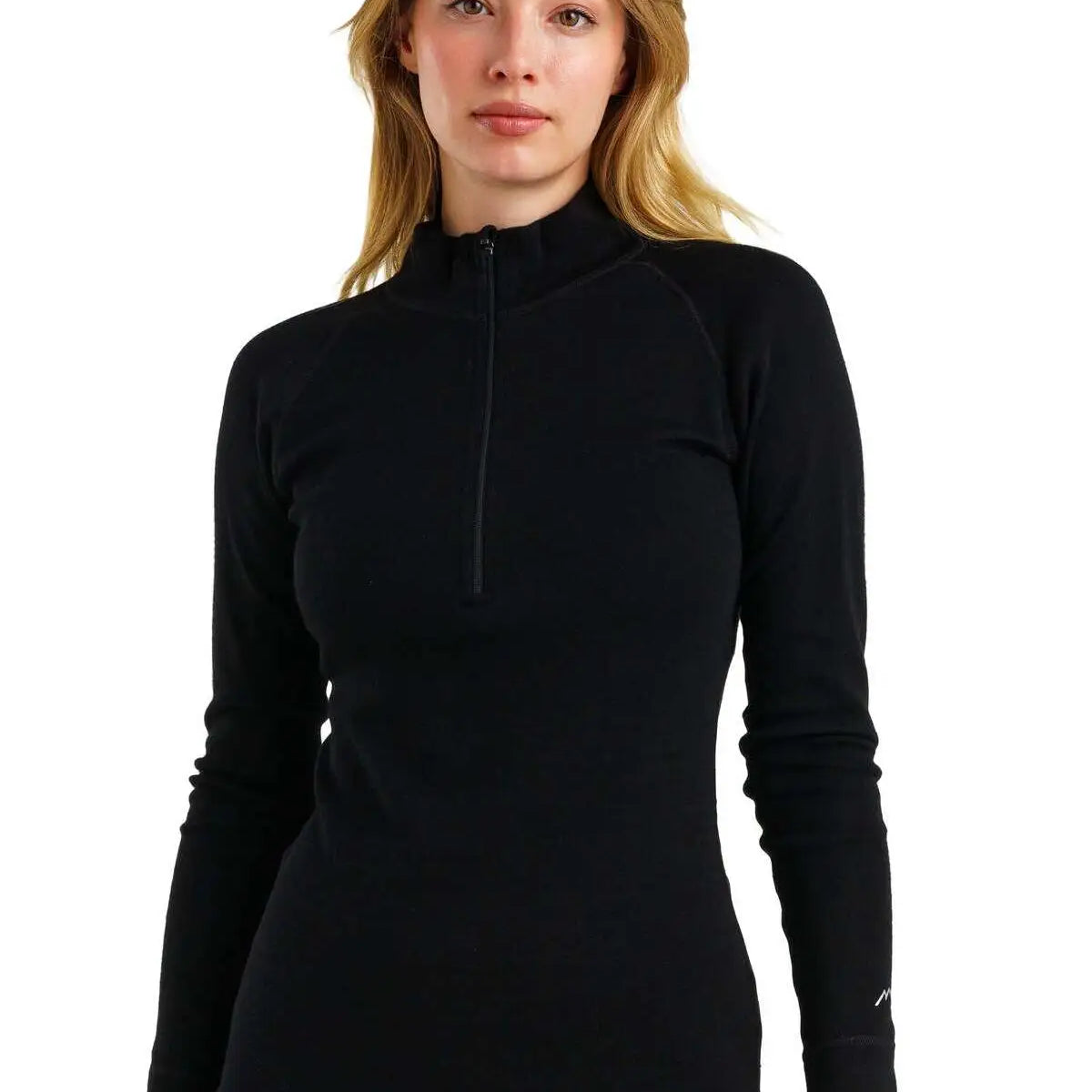 Women's Merino Half Zip Long Sleeve Black 320 | 100% Wool – Merino Tech